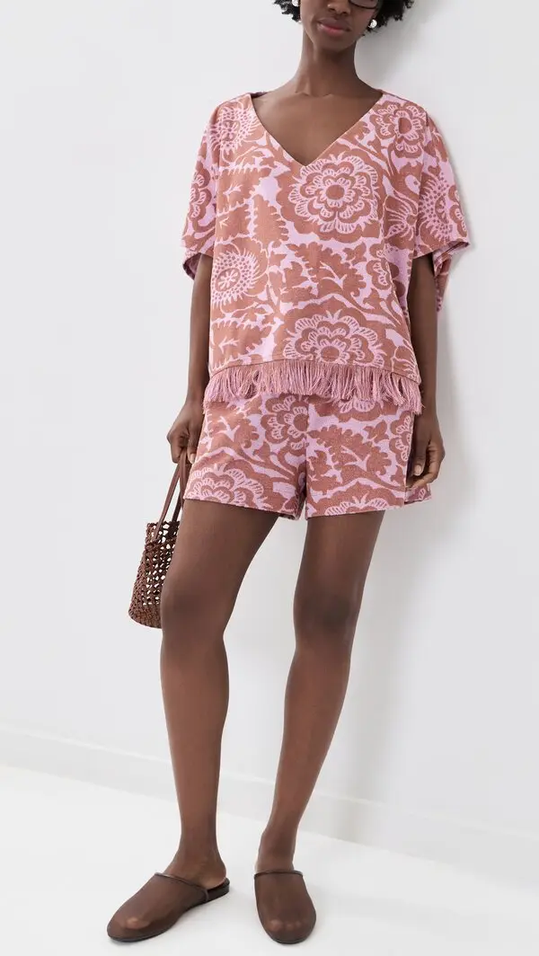 Essentiel Antwerp Jorton Floral Terry Cloth Shorts