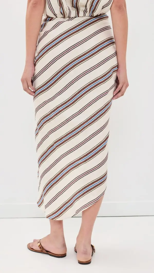 A.L.C. Rhodes Striped Linen Blend Midi Skirt