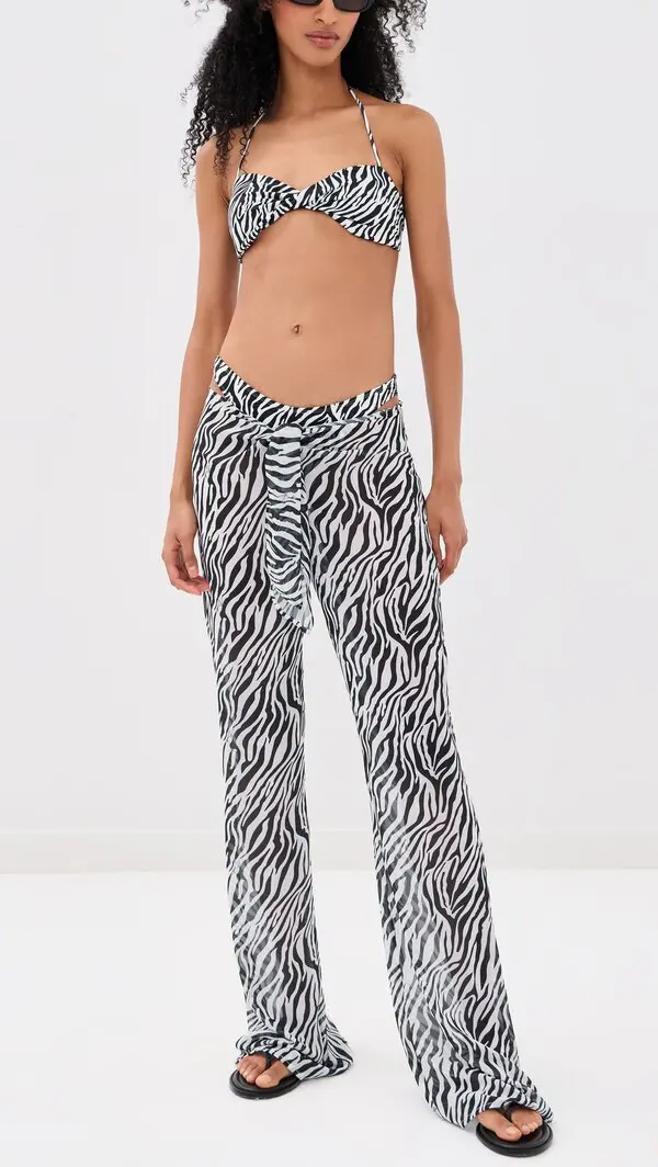 BANANHOT Zebra Print Chiffon Pants