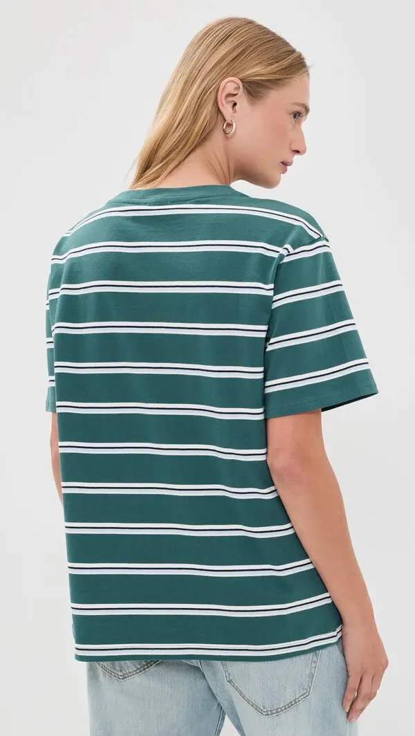 Good American The Oversized Tee - Harbor Stripe Deep Teal