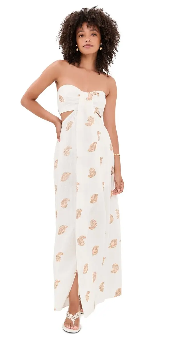 DRESS TO Embroidered Shell Linen Maxi Dress