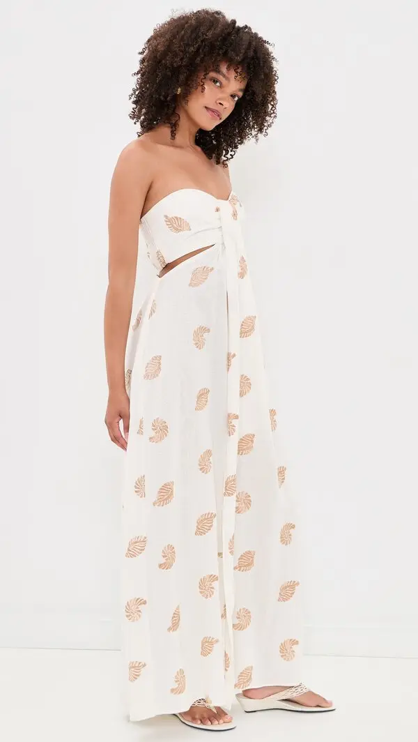 DRESS TO Embroidered Shell Linen Maxi Dress
