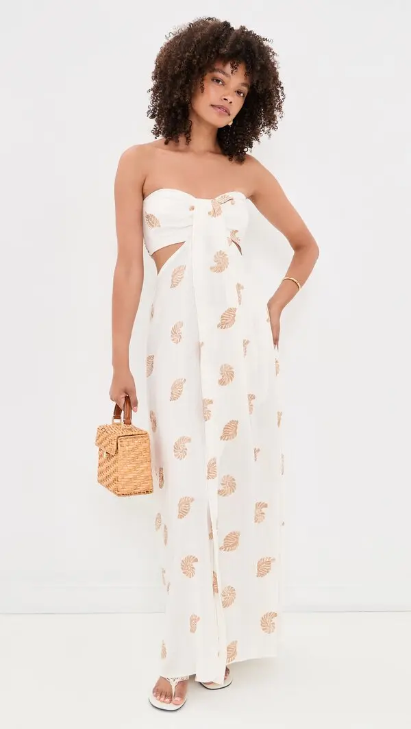 DRESS TO Embroidered Shell Linen Maxi Dress