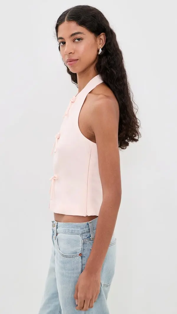 Endless Rose Halter Tie-up Detail Top