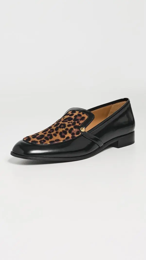 Stella McCartney Brushed Alter Mat & Leopard Printed Velvet Loafers