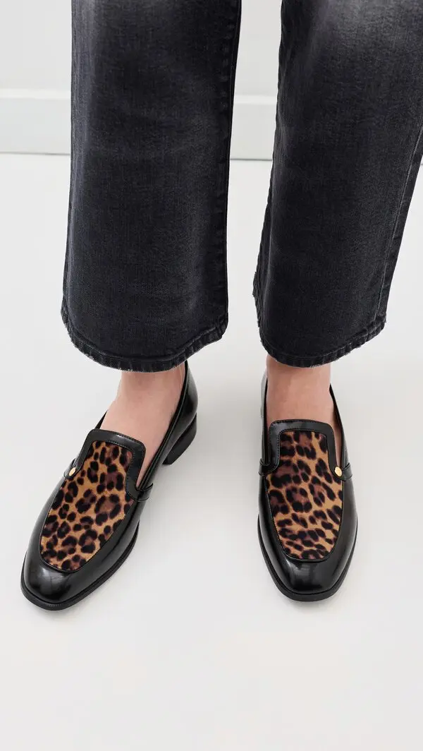 Stella McCartney Brushed Alter Mat & Leopard Printed Velvet Loafers