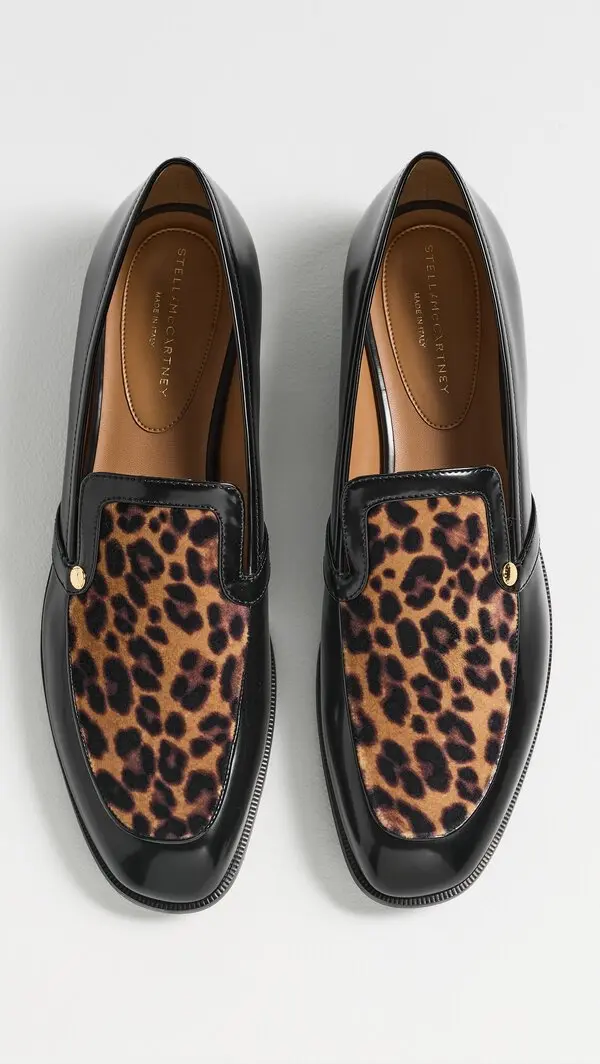 Stella McCartney Brushed Alter Mat & Leopard Printed Velvet Loafers