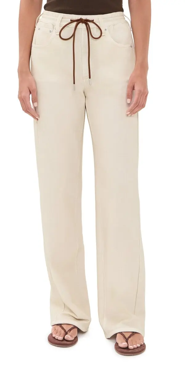 Rag & Bone Miramar Terry Drawcord Wide Leg Pants - Ecru