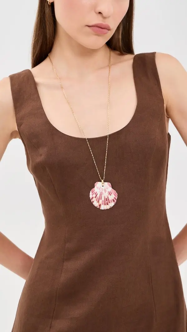 Shashi Long Chain Scallop Shell Necklace