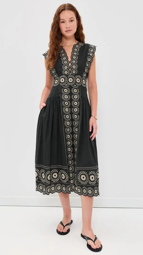 Sea Mirabel Print V-neck Sleeveless Midi Dress