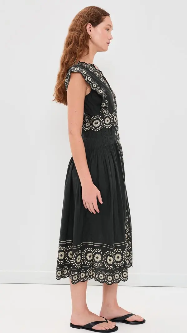 Sea Mirabel Print V-neck Sleeveless Midi Dress