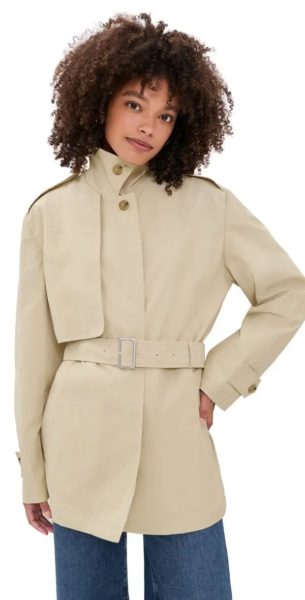 Vince Cotton Blend Short Trench Jacket - Lt Maiz