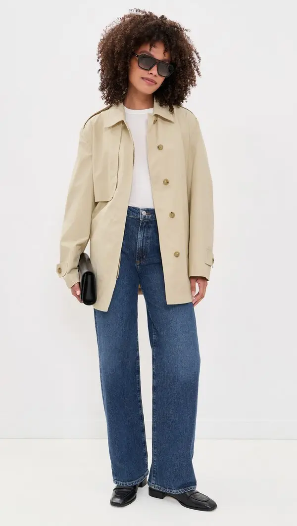 Vince Cotton Blend Short Trench Jacket