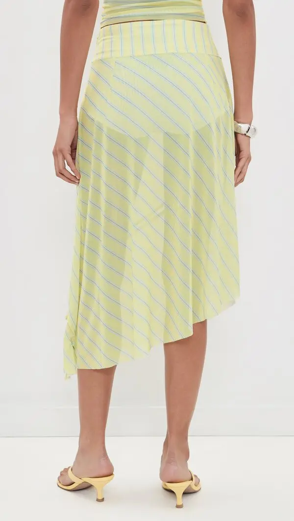 HOUSE OF SUNNY Striped Mesh Asymmetric Skirt
