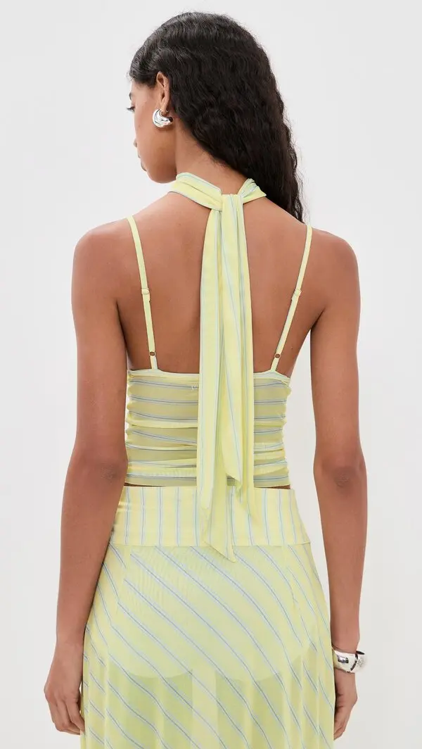HOUSE OF SUNNY Striped Mesh Cami Top With Scarf