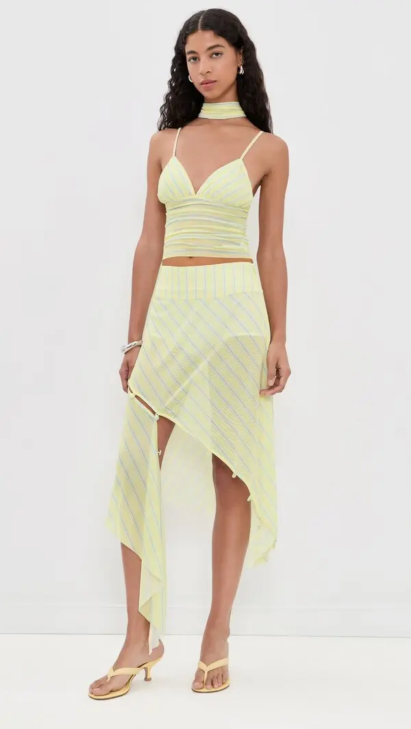 HOUSE OF SUNNY Striped Mesh Cami Top With Scarf