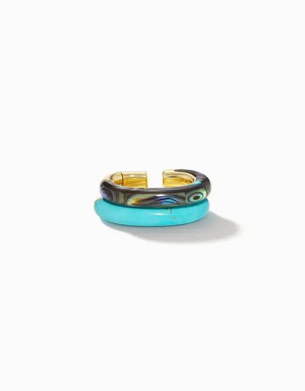 EMILY P. WHEELER Double Ear Cuff, Abalone & Turquoise - Blue