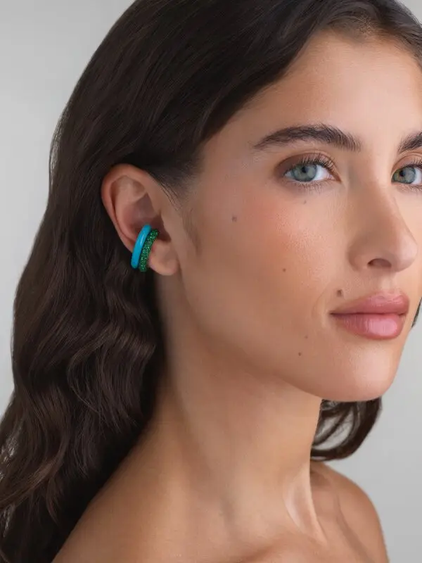 EMILY P. WHEELER Double Ear Cuff In 18k Yellow Gold With Emerald And Turquoise