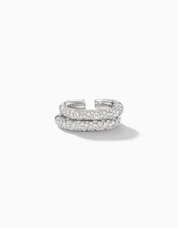 EMILY P. WHEELER Double Ear Cuff With Diamonds In Gold - White