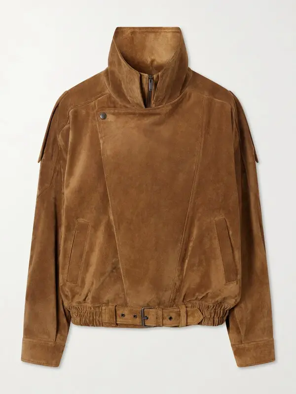 Saint Laurent Paneled Suede Bomber Jacket