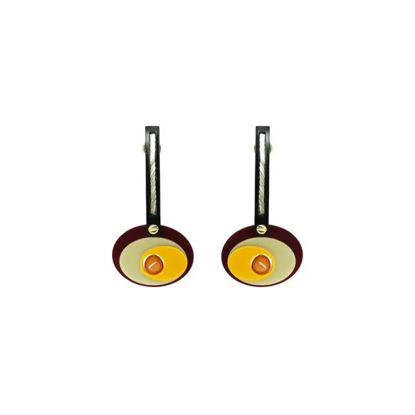 GISSA BICALHO Acrylic Handmade Earring Orbits Long Mustard