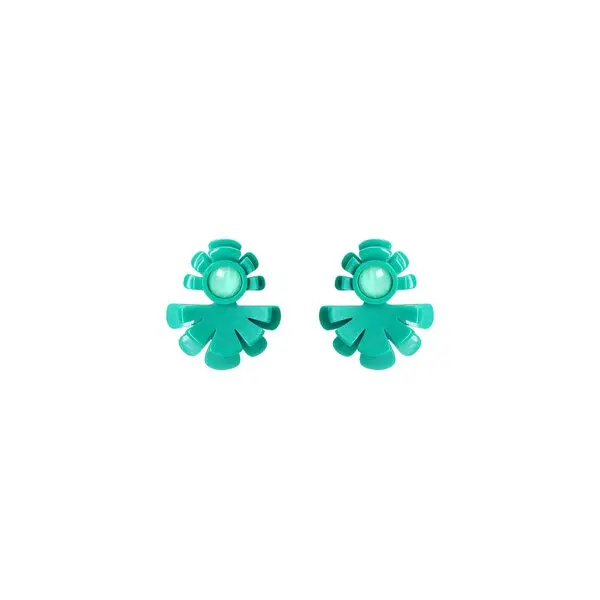 GISSA BICALHO Handmade Acrylic And Glass Stone Earrings - Green