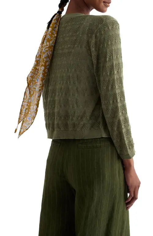 SEASALT CORNWALL Organic Cotton Pointelle Cardigan - Avocado