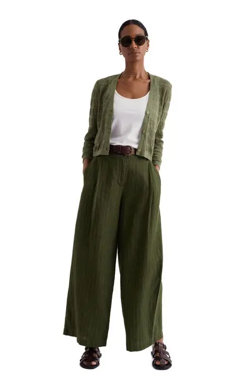 SEASALT CORNWALL Organic Cotton Pointelle Cardigan - Avocado