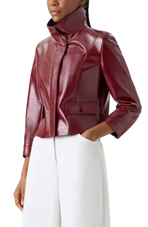Akris Shiny Crinkle Faux Leather Jacket