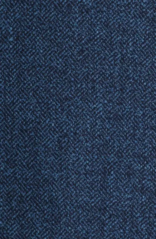 Canali Kei Trim Fit Blue Wool & Cotton Blend Herringbone Sport Coat