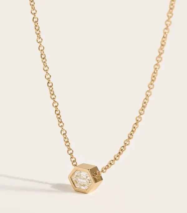 AZLEE Yellow And Hexagon Diamond Trace Necklace