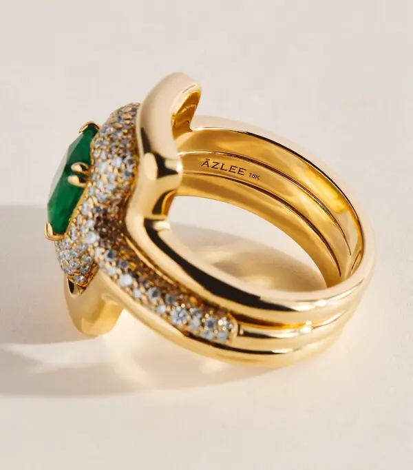 AZLEE X Gemfields Yellow Emerald And Diamond Contour Ring