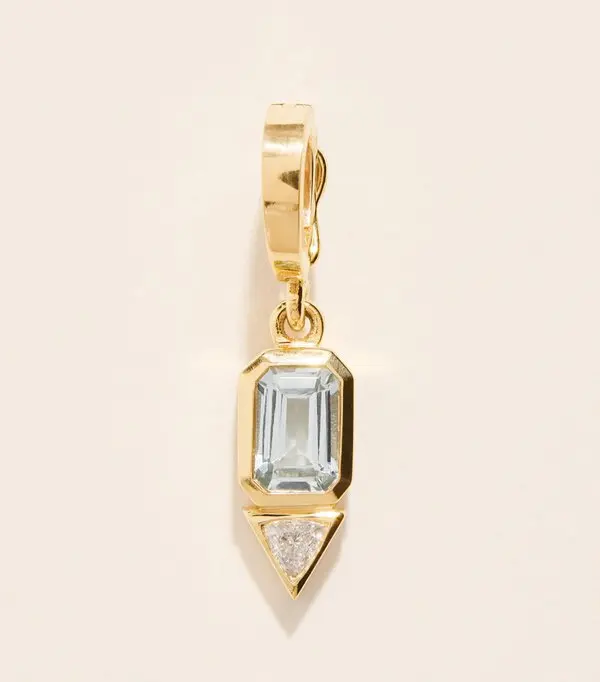 AZLEE Yellow Diamond And Aquamarine March Charm - Gold