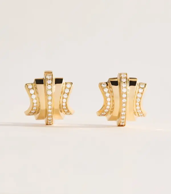 AZLEE Fluid Staircase Diamond Earrings - Gold