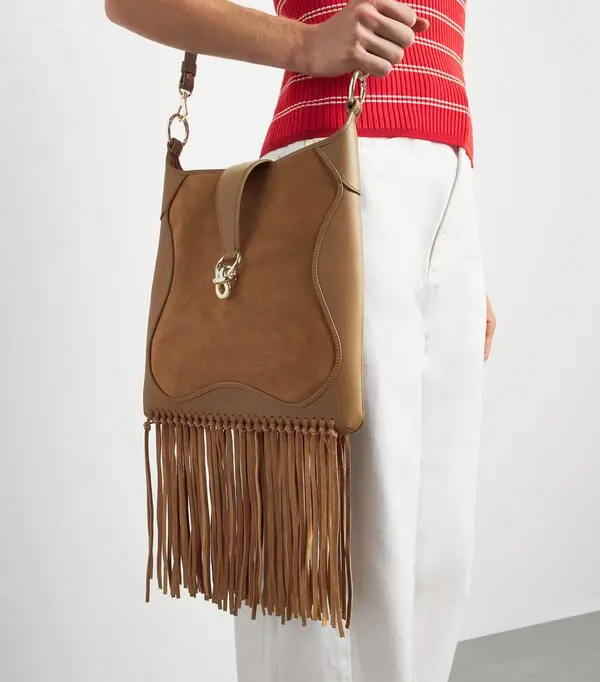Sandro Leather-suede Fringe Shoulder Bag