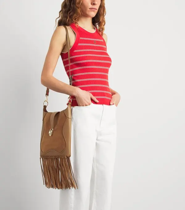 Sandro Leather-suede Fringe Shoulder Bag