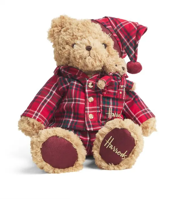 Harrods Tartan Pyjama Bear With Companion - Red
