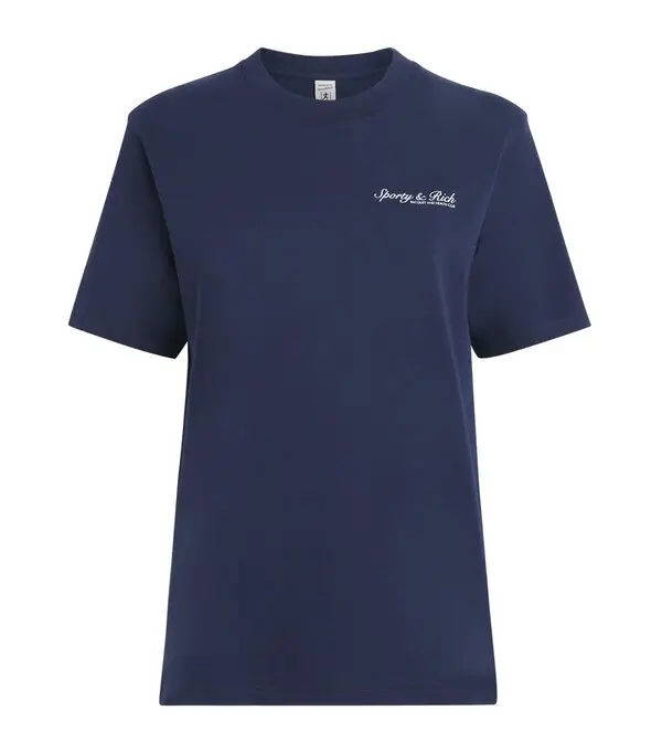 SPORTY & RICH Cotton Syracuse T-shirt - Navy