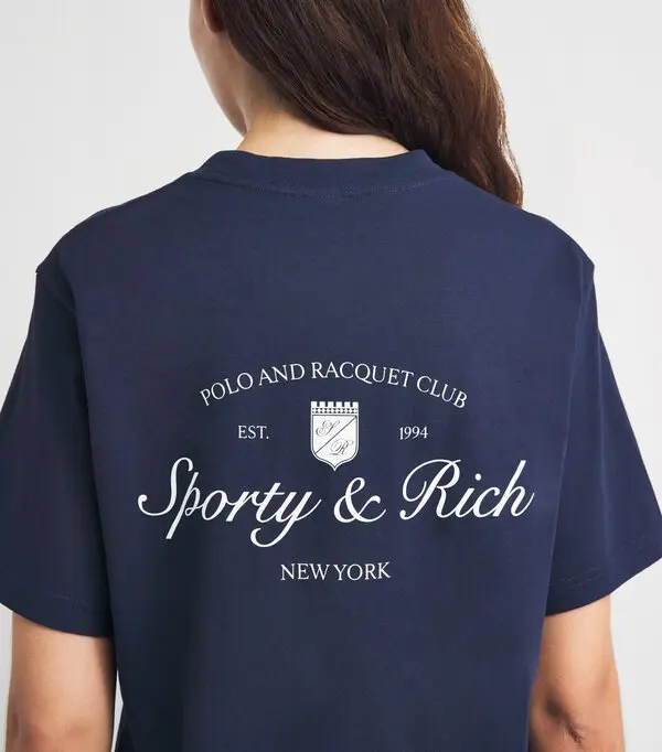 SPORTY & RICH Cotton Syracuse T-shirt - Navy