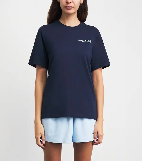 SPORTY & RICH Cotton Syracuse T-shirt - Navy