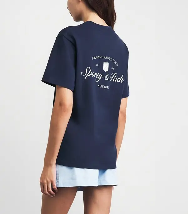 SPORTY & RICH Cotton Syracuse T-shirt - Navy