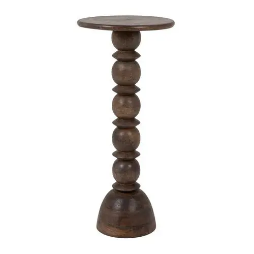 ROWENA INTERIORS Round Carved Pedestal Accent Table