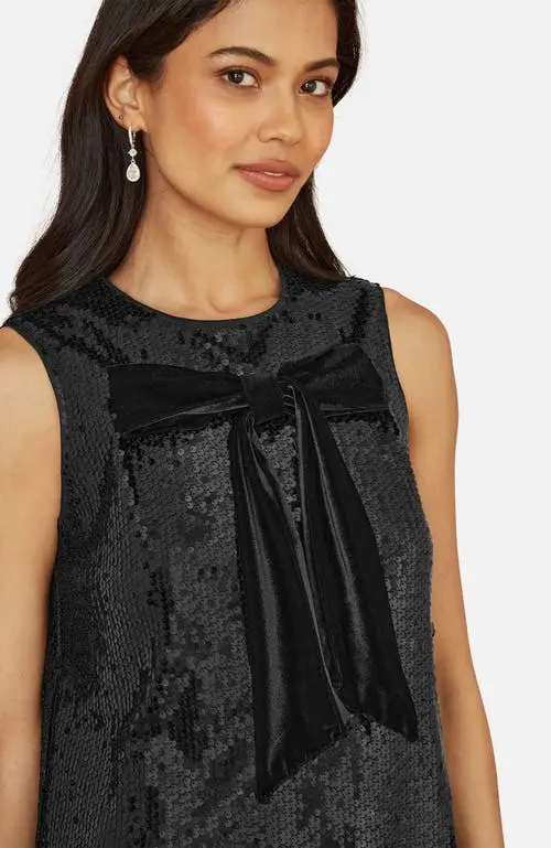 YUMI Sequin Bow Tunic Shift Dress