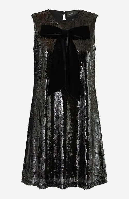 YUMI Sequin Bow Tunic Shift Dress