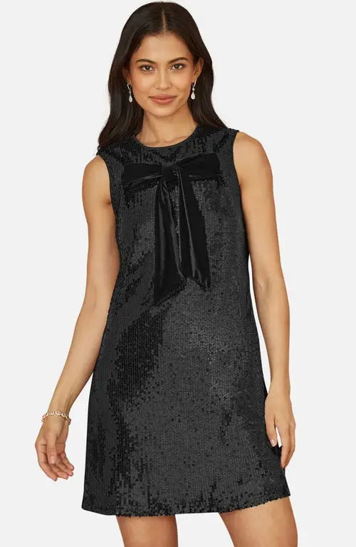 YUMI Sequin Bow Tunic Shift Dress