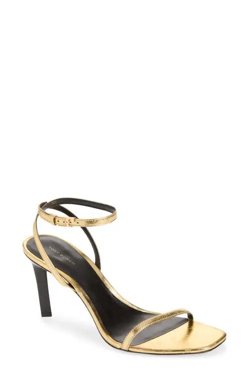 Tory Burch Gigi Leather Heeled Sandals - Gold Leaf