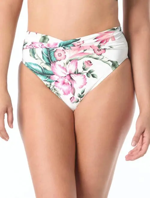 COCO REEF Tyra High Waist Twist Bikini Swim Bottom - White Mlti