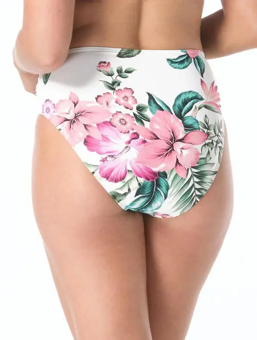 COCO REEF Tyra High Waist Twist Bikini Swim Bottom - White Mlti