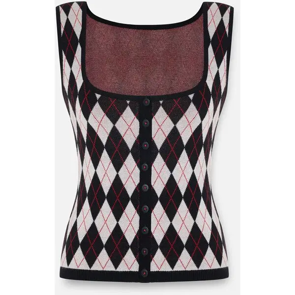 PCFG STORE Daydreamers Argyle Knit Sleeveless Top