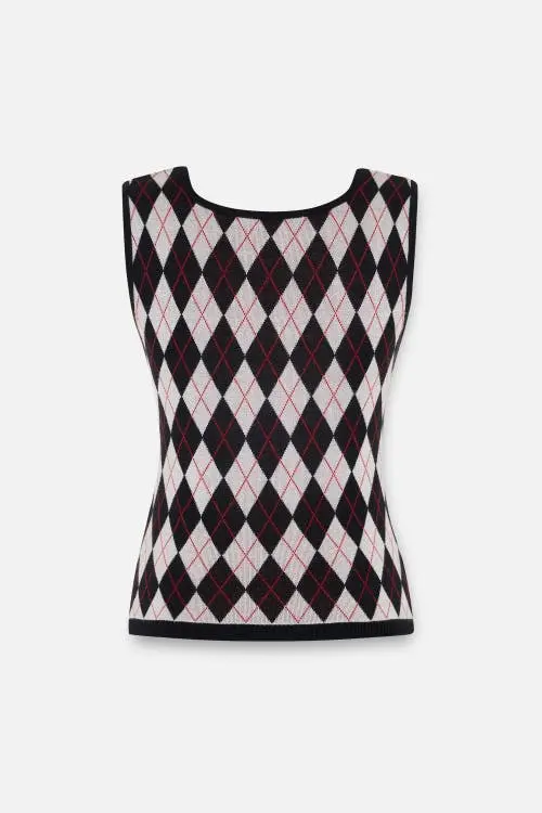 PCFG STORE Daydreamers Argyle Knit Sleeveless Top